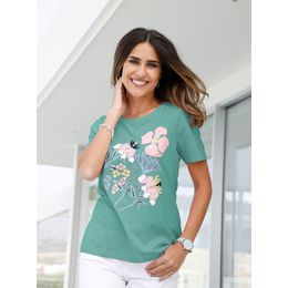 Kurzarmshirt Classic Basics "Shirt", Damen, Gr. 38, gr&uuml;n (salbei, bedruckt), 100% Baumwolle, bedruckt, gebl&uuml;mt, gemustert, Rundhals, Shirts