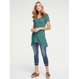 Longshirt Heine "Longshirt", Damen, Gr. 40, gr&uuml;n (smaragd), 100% Seide, unifarben, Rundhals, Shirts Longshirt
