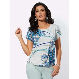 CR&Eacute;ATION L Print-Shirt CREATION L "Druck-Shirt", Damen, Gr. 38, gr&uuml;n (ecru, kalkmint, bedruckt), 95% Viskose, 5% Elasthan, bedruckt, gemustert, mehrfarbig, Rundhals, Shirts