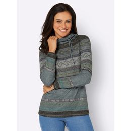 Stehkragenshirt Inspirationen "Druck-Shirt", Damen, Gr. 52, gr&uuml;n (kalkmint, meliert), 95% Polyester, 5% Elasthan, bedruckt, gemustert, mehrfarbig, meliert, Shirts Stehkragenshirt