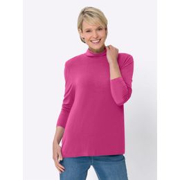 Stehkragenshirt Classic Basics "Stehkragen-Shirt", Damen, Gr. 40, pink (fuchsia), 95% Viskose, 5% Elasthan, unifarben, Shirts Stehkragenshirt