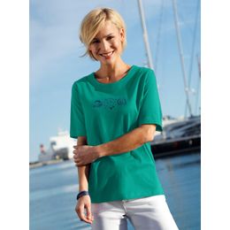 Kurzarmshirt Casual Looks "Shirt", Damen, Gr. 42, gr&uuml;n (smaragd), 100% Baumwolle, bedruckt, gemustert, unifarben, Rundhals, Shirts