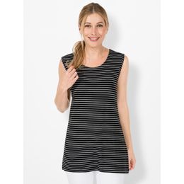 2-in-1-Shirt Casual Looks "Shirt + Top", Damen, Gr. 36, schwarz, 95% Viskose, 5% Elasthan, gemustert, gestreift, mehrfarbig, unifarben, Rundhals, Shirts 2-in-1 Shirt