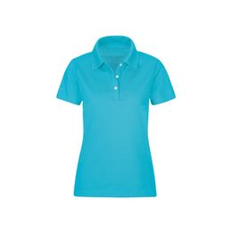 Poloshirt TRIGEMA "TRIGEMA Poloshirt", Damen, Gr. L, blau (azur), 100% Baumwolle, Basic, Shirts