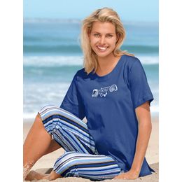 Kurzarmshirt Casual Looks "Shirt", Damen, Gr. 42, blau (royalblau), 100% Baumwolle, bedruckt, gemustert, unifarben, Rundhals, Shirts