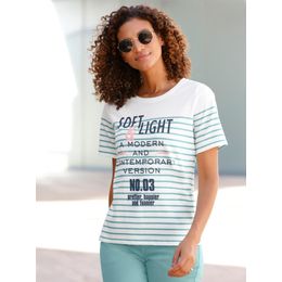 Kurzarmshirt Casual Looks "Kurzarm-Shirt", Damen, Gr. 36, gr&uuml;n (ecru, salbei, bedruckt), 100% Baumwolle, bedruckt, gemustert, mehrfarbig, Rundhals, Shirts