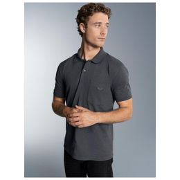 Poloshirt TRIGEMA "TRIGEMA Polohemd mit Brusttasche", Herren, Gr. 5XL, grau (anthrazit, melange), 100% Baumwolle, Basic, Shirts