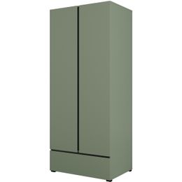 Drehtürenschrank Home Affaire "Cross, moderner griffloser Kleiderschrank", grün (salbei), B:89cm H:210cm T:59,5cm, Schränke, Wäscheschrank mit Schublade, Garderobe, Türen