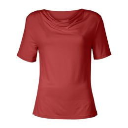 Wasserfallshirt Inspirationen "Shirt", Damen, Gr. 50, braun (zimt), 95% Viskose, 5% Elasthan, unifarben, Wasserfallausschnitt, Shirts