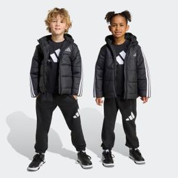 Winterjacke adidas Sportswear "LK ESS 3S JKT", Jungen, Gr. 116, wei&szlig; (schwarz, wei&szlig;), Obermaterial: 100% Polyester, Jacken Winterjacke