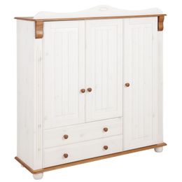 Wäscheschrank Home Affaire "Adele, Mehrzweckschrank", weiß (weiß, kirschbaumfarben), B:130cm H:135cm T:40cm, Massivholz, Schränke, aus massiver Kiefer, 2-oder 3-türig