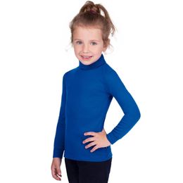 Rollkragenshirt TRIGEMA "TRIGEMA Langarm Ski- und Sport-Rollkragenpullover", M&auml;dchen, Gr. 116, blau (royal), 100% Baumwolle, Basic, Shirts