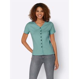 Kurzarmshirt Casual Looks "Shirt", Damen, Gr. 36, gr&uuml;n (salbei), 95% Viskose, 5% Elasthan, unifarben, V-Ausschnitt, Shirts