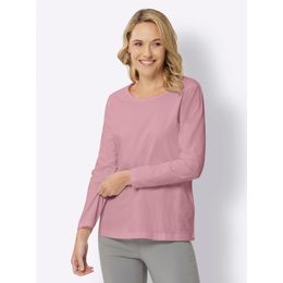 Langarmshirt Classic Basics "Langarm-Shirt", Damen, Gr. 46, lila (hortensie), 100% Baumwolle, unifarben, Rundhals, Shirts Langarmshirt