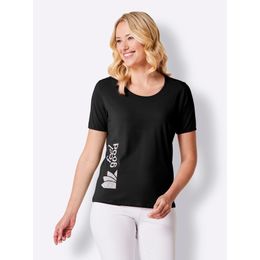 Kurzarmshirt feel good "Shirt", Damen, Gr. 40/42, schwarz, 95% Baumwolle, 5% Elasthan, unifarben, Shirts
