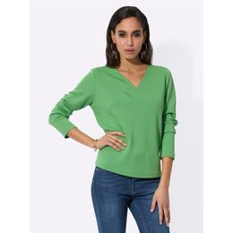 CR&Eacute;ATION L V-Shirt CREATION L "Modal-Mix-Shirt", Damen, Gr. 36, gr&uuml;n (apfel), 50% Modal, 44% Polyester, 6% Elasthan, unifarben, V-Ausschnitt, Shirts