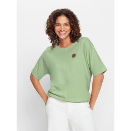 Kurzarmshirt Casual Looks "Kurzarm-Shirt", Damen, Gr. 36, grün (eucalyptus), 95% Baumwolle, 5% Elasthan, unifarben, Rundhals, Shirts