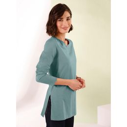 Langarmshirt Classic Basics "Longshirt", Damen, Gr. 38, gr&uuml;n (jade), 100% Baumwolle, unifarben, Rundhals, Shirts Langarmshirt