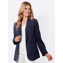 Jackenblazer Classic Basics "Blazer", Damen, Gr. 46, blau (marine), 95% Polyester, 5% Elasthan, Blazer