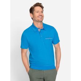 Poloshirt Marco Donati "Kurzarm-Shirt", Herren, Gr. 48/50, blau (azur), 100% Baumwolle, unifarben, ohne Ausschnitt, Shirts
