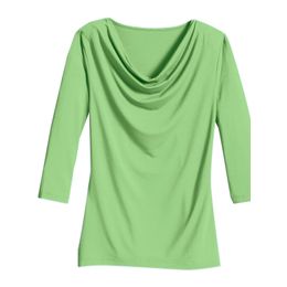 Wasserfallshirt Inspirationen "Shirt", Damen, Gr. 36, grün (kiwi), 95% Viskose, 5% Elasthan, unifarben, Wasserfallausschnitt, Shirts