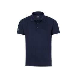 Poloshirt TRIGEMA "TRIGEMA Klassisches Poloshirt COOLMAX", Damen, Gr. XXL, blau (navy), Trikot, 100% Polyester (recycelt), lang, ohne Ausschnitt, Shirts