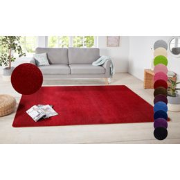 Teppich Hanse Home "Shashi" Gr. 1, rot, B:67cm H:8,5mm L:120cm, Kunstfaser, Teppiche, Kurzflor, Unifarben, Läufer, weich, Esszimmer, Kinderzimmer, Flur