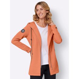 Shirtjacke Casual Looks "Jersey-Jacke", Damen, Gr. 44, orange (papaya), 95% Polyester, 5% Elasthan, unifarben, Rundhals, Shirts Shirtjacke