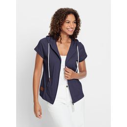 Shirtjacke Casual Looks "Sweatjacke", Damen, Gr. 38, blau (marine), 100% Baumwolle, unifarben, Shirts Shirtjacke