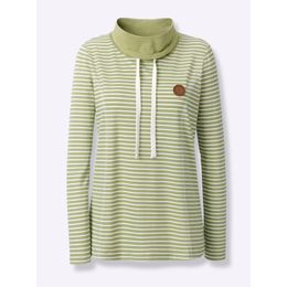 Rollkragenshirt Casual Looks "Shirt", Damen, Gr. 36, beige (schilf, ecru), 95% Baumwolle, 5% Elasthan, gemustert, gestreift, mehrfarbig, Shirts