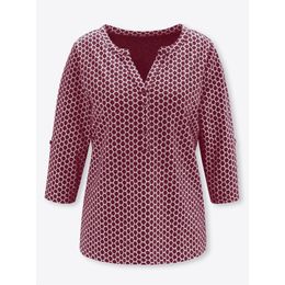 3/4-Arm-Shirt Classic Basics "Shirt", Damen, Gr. 38, rot (bordeaux, bedruckt), 100% Baumwolle, bedruckt, gemustert, Rundhals, Shirts 3/4-Arm-Shirt