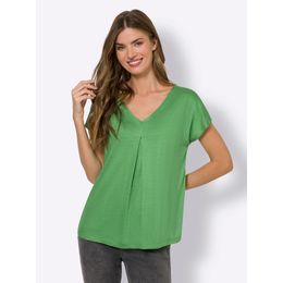 Kurzarmshirt Heine "Shirt", Damen, Gr. 46, gr&uuml;n (apfel), 100% Viskose, unifarben, V-Ausschnitt, Shirts