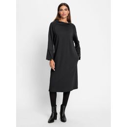 Jerseykleid Heine "Jersey-Kleid", Damen, Gr. 42, Normalgrößen, schwarz, 70% Viskose, 25% Polyamid, 5% Elasthan, unifarben, kurz, Kleider Jerseykleid