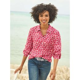 Druckbluse Heine, Damen, Gr. 38, rot (rot, ecru, bedruckt), 100% Viskose, bedruckt, gemustert, mehrfarbig, Blusen Druckbluse