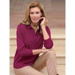 Polokragenpullover CLASSIC "Polopullover", Damen, Gr. 40, rot (bordeaux), 70% Polyacryl, 30% Schurwolle, unifarben, figurumspielend, Pullover