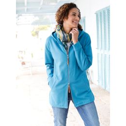 Shirtjacke Casual Looks "Sweatjacke", Damen, Gr. 38, blau (topas), 80% Baumwolle, 20% Polyester, unifarben, Shirts Shirtjacke