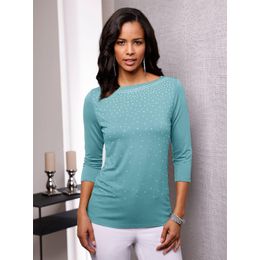 3/4-Arm-Shirt Lady "3/4-Arm-Shirt", Damen, Gr. 36, blau (ozean), 95% Viskose, 5% Elasthan, unifarben, U-Boot-Ausschnitt, Shirts 3/4-Arm-Shirt