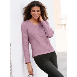 Langarmshirt Casual Looks "Shirt", Damen, Gr. 36, lila (mauve, gemustert), 75% Polyester, 20% Viskose, 5% Elasthan, gemustert, mehrfarbig, V-Ausschnitt, Shirts Langarmshirt