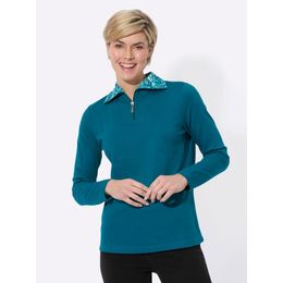 Langarmshirt Classic Basics "Shirt", Damen, Gr. 42, bunt (aquapetrol), 100% Baumwolle, unifarben, Shirts Langarmshirt