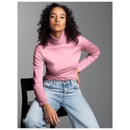 Rollkragenshirt TRIGEMA "TRIGEMA Rollkragenshirt", Damen, Gr. L, lilie, 95% Baumwolle, 5% Elasthan, Basic, Shirts