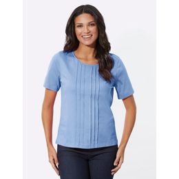 T-Shirt Classic Basics "Kurzarm-Shirt", Damen, Gr. 38, blau (himmelblau), 100% Baumwolle, unifarben, Rundhals, Shirts T-Shirt