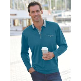 Langarmshirt Hajo "Langarm-Shirt", Herren, Gr. 48/50, blau (petrol), 62% Baumwolle, 38% Polyester, unifarben, ohne Ausschnitt, Shirts Langarmshirt
