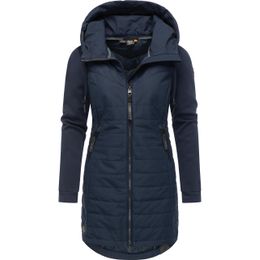 Steppmantel Ragwear "Lucinda Long", Damen, Gr. S (36), blau (navy), Obermaterial: 100% Polyester; Obermaterial &Auml;rmel: 100% Baumwolle; Futter: 100% Polyester; Wattierung: 100% Polyester, figurumspielend Po-bedeckend, hoch geschlossener Ausschnitt, &Auml;rmel ohne &Auml;rmelschlitz normaler Saum, M&auml;ntel Steppmantel, Mantel aus modernem Materialmix mit Kapuze