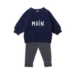 Sweatanzug Liliput "Moin", M&auml;dchen, Gr. 62/68, blau (dunkelblau), 95% Baumwolle, 5% Polyester, bedruckt, Sportanz&uuml;ge, bestehend aus Sweatshirt und Leggings