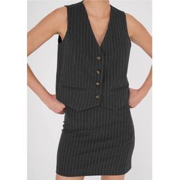 Sommerrock FRESHLIONS, Damen, Gr. L, grau (anthrazit), 70% Polyester, 27% Viskose, 3% Elasthan, unifarben, kurz, R&ouml;cke, im klassischen Design