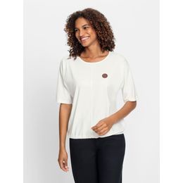 Kurzarmshirt Casual Looks "Kurzarm-Shirt", Damen, Gr. 36, beige (ecru), 95% Baumwolle, 5% Elasthan, unifarben, Rundhals, Shirts