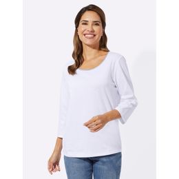 3/4-Arm-Shirt Classic Basics "3/4-Arm-Shirt", Damen, Gr. 46, wei&szlig;, 100% Baumwolle, unifarben, Rundhals, Shirts 3/4-Arm-Shirt