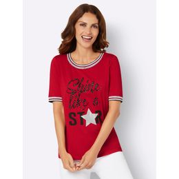 Rundhalsshirt Inspirationen "Shirt", Damen, Gr. 42, rot (rot, schwarz), 95% Viskose, 5% Elasthan, bedruckt, gemustert, mehrfarbig, Rundhals, Shirts Rundhalsshirt