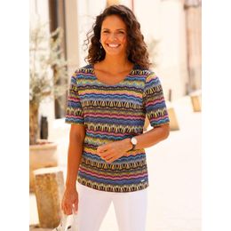 Kurzarmshirt Casual Looks "Shirt", Damen, Gr. 36, bunt (erika, marine, bedruckt), 100% Baumwolle, gemustert, mehrfarbig, Rundhals, Shirts