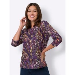 3/4-Arm-Shirt Classic Basics "3/4-Arm-Shirt", Damen, Gr. 38, bunt (traube, limone, bedruckt), 100% Polyester, gemustert, mehrfarbig, Shirts 3/4-Arm-Shirt
